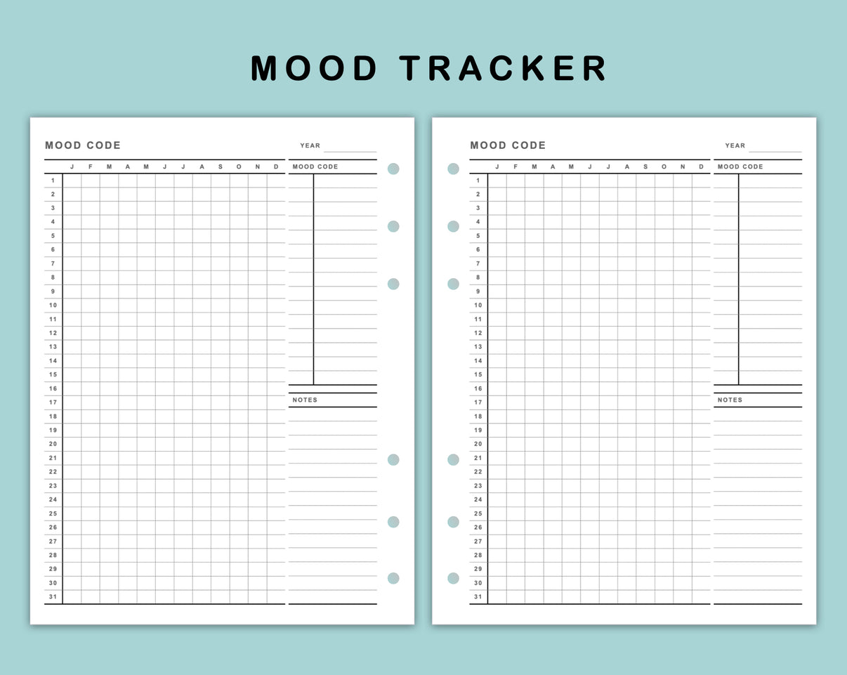 B6 Wide Inserts - Mood Tracker – kjunstudio