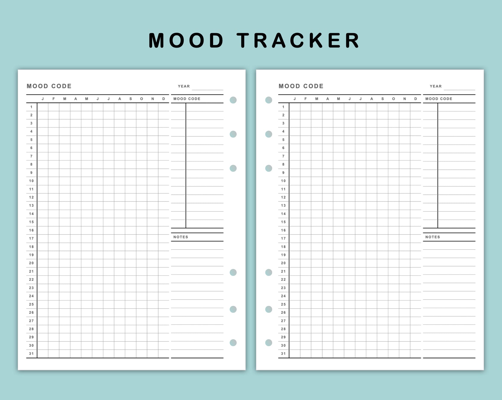 B6 Wide Inserts - Mood Tracker – kjunstudio