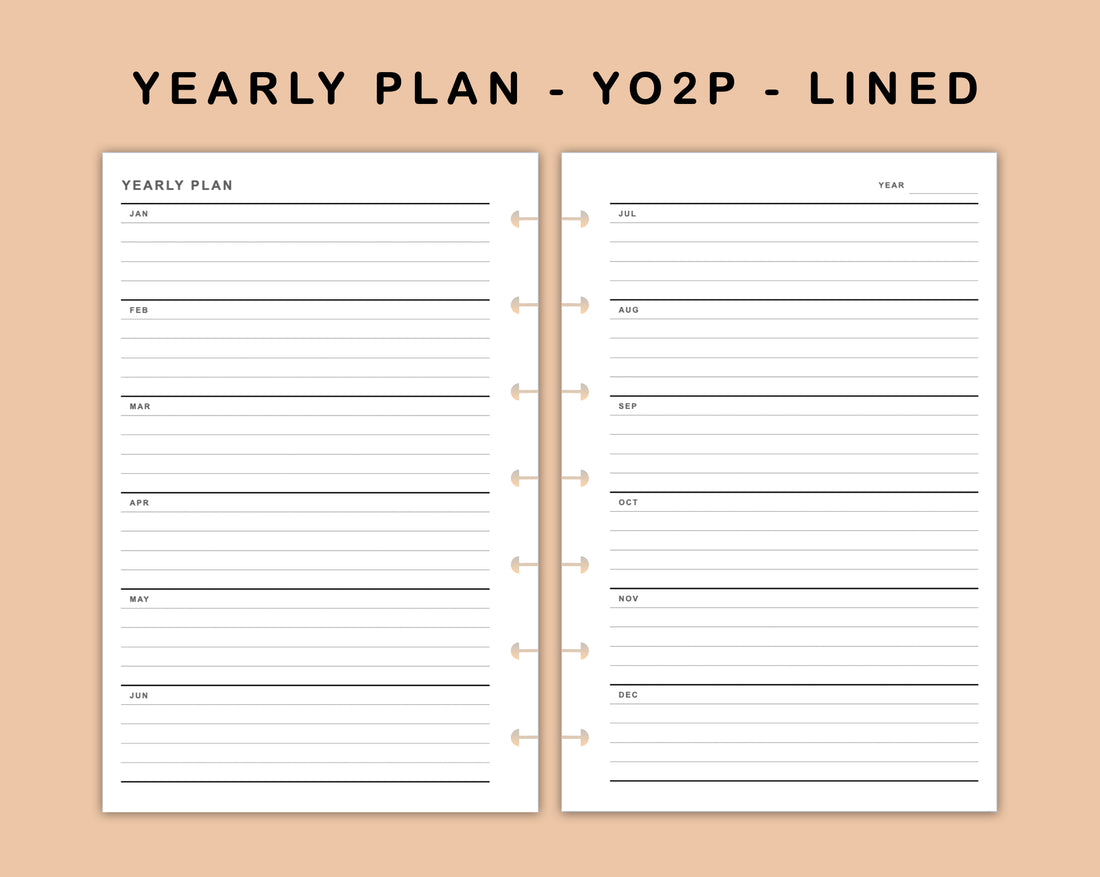 Mini Happy Planner Inserts - Yearly Plan - YO2P - Lined – kjunstudio
