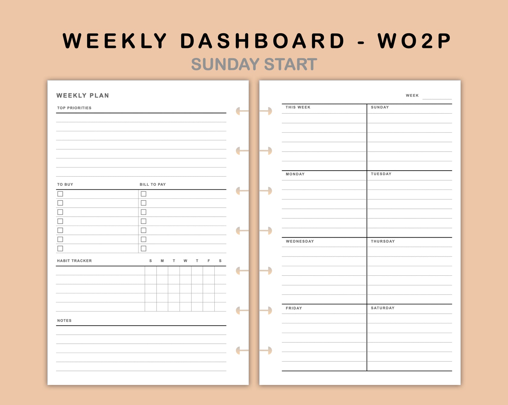 Mini Happy Planner Inserts - Weekly Dashboard – kjunstudio