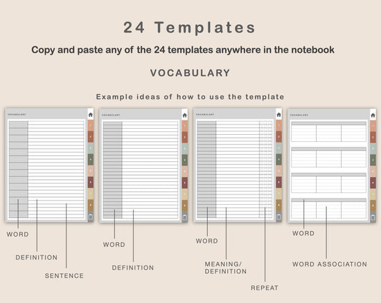 Digital Vocabulary Notebook - Earthy – kjunstudio